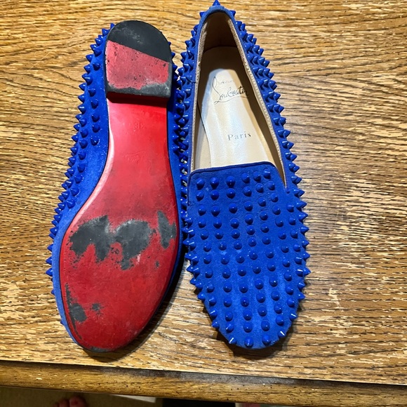 Christian Louboutin | Shoes | Christian Lv Red Bottom Flats Royal Blue ...